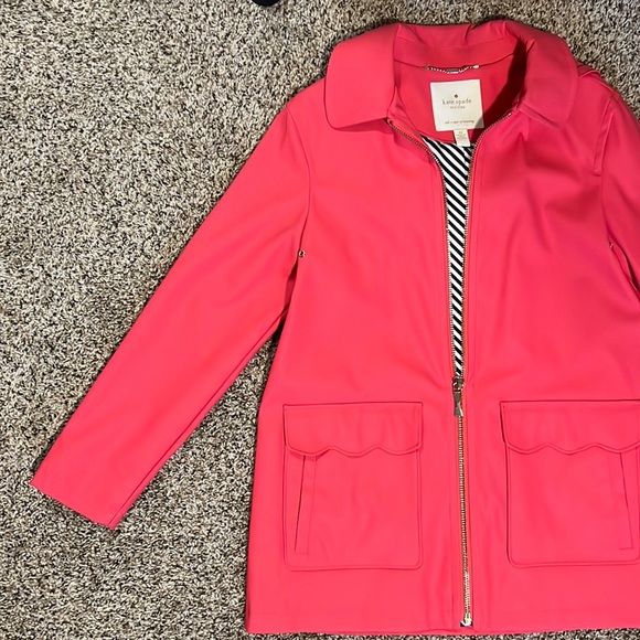 kate spade | Jackets & Coats | Kate Spade Scallop Trim Matte Coated ...